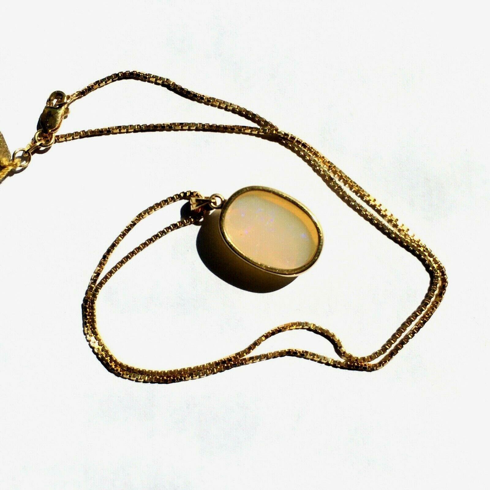 18 Karat Hallmarked Natural Australian Opal 14K Box Chain For Sale at ...