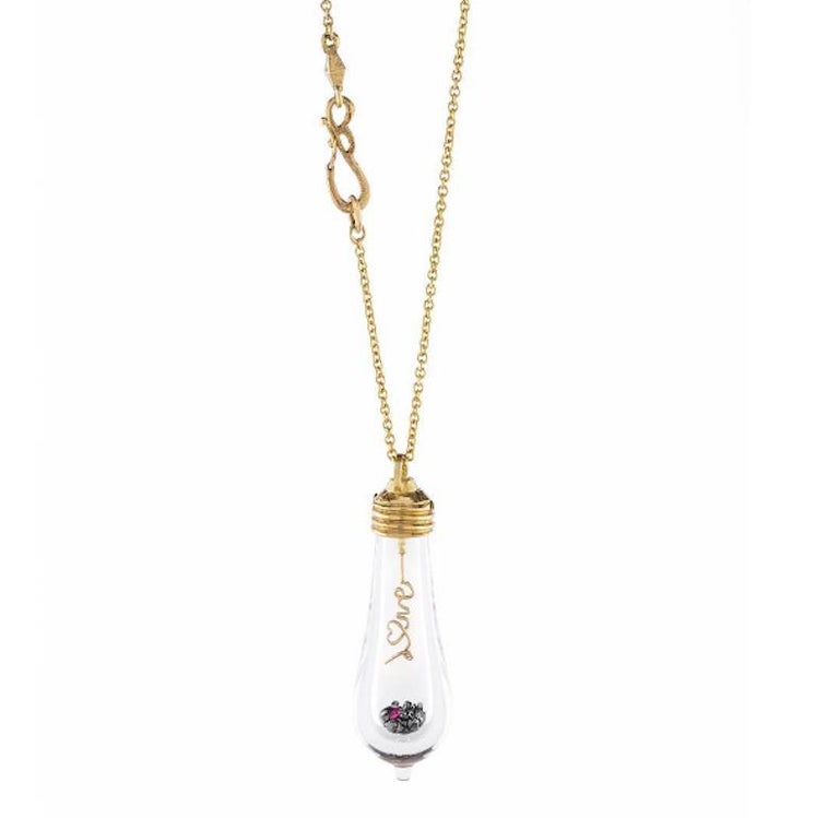 18 Karat Hand Blown Glass Large Lightkeeper Love Filament Locket ...