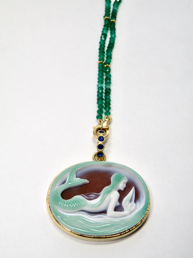 18 Karat Hand Carved Agate Mermaid by Master Idar Oberstein Carver For ...