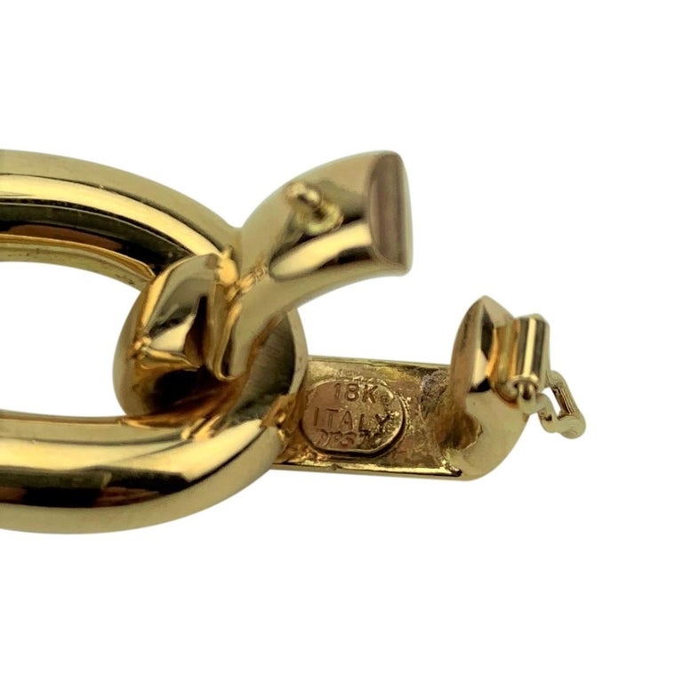 18 Karat Italian Yellow Gold Ladies Polished Oval Link Bracelet For Sale at 1stDibs
