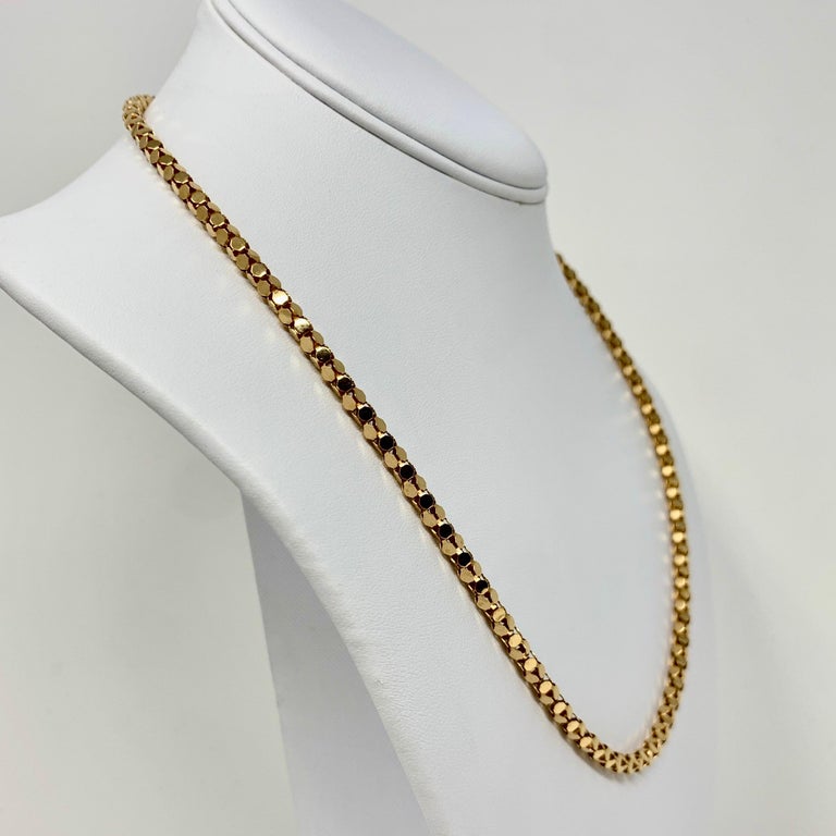 18 Karat Italian Yellow Gold Popcorn Link Chain Necklace For Sale at ...