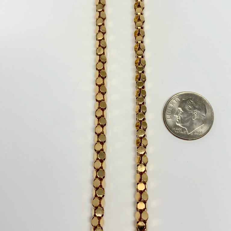 18 Karat Italian Yellow Gold Popcorn Link Chain Necklace For Sale at ...
