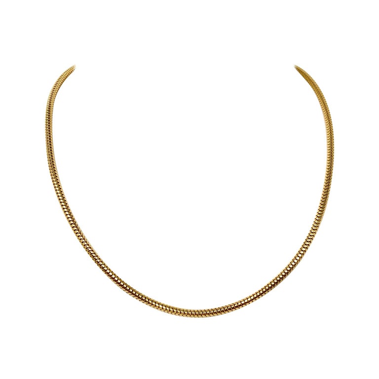 18 Karat Italian Yellow Gold Snake Link Chain Necklace at 1stDibs