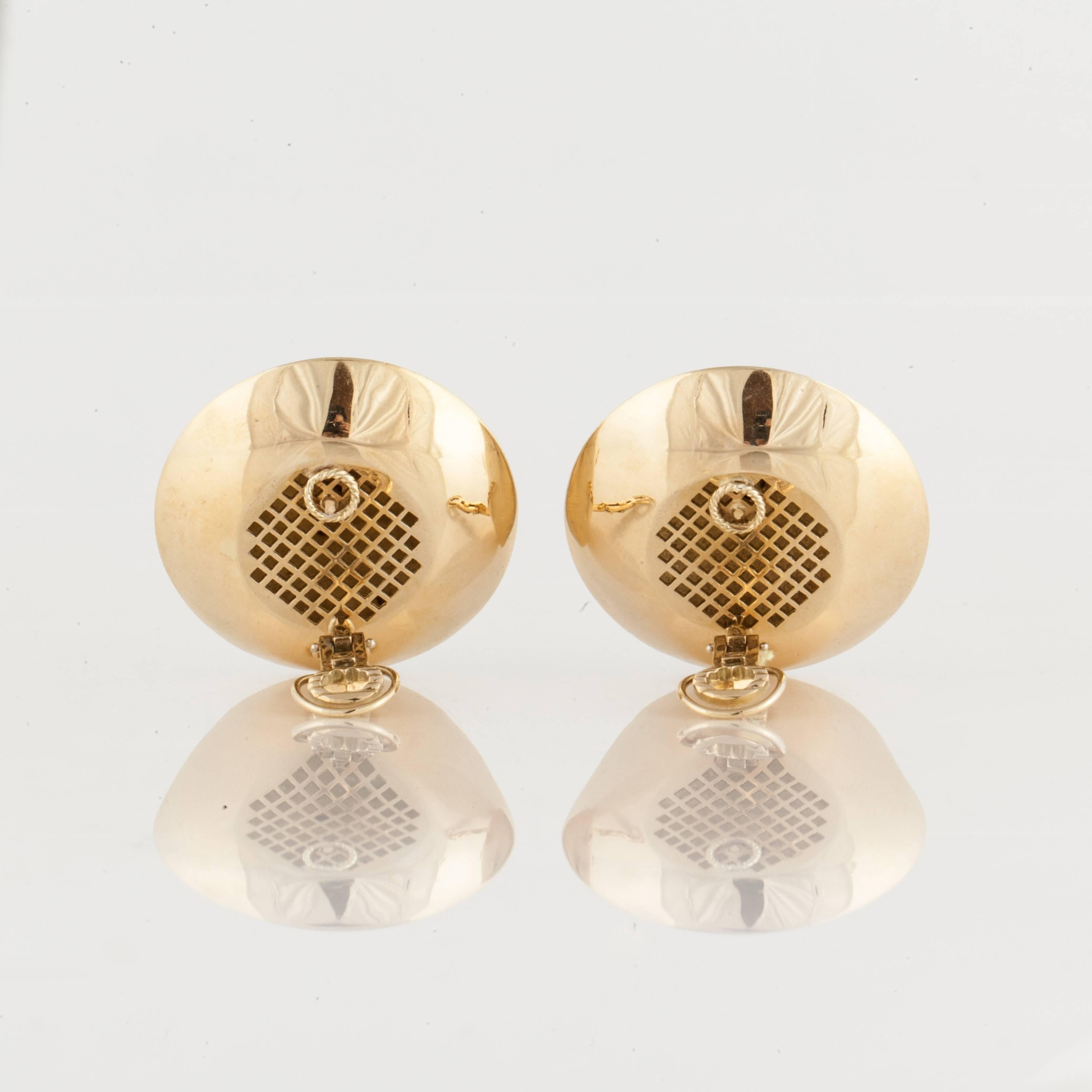 Large Button Earrings in 18K Gold For Sale at 1stDibs | large gold ...
