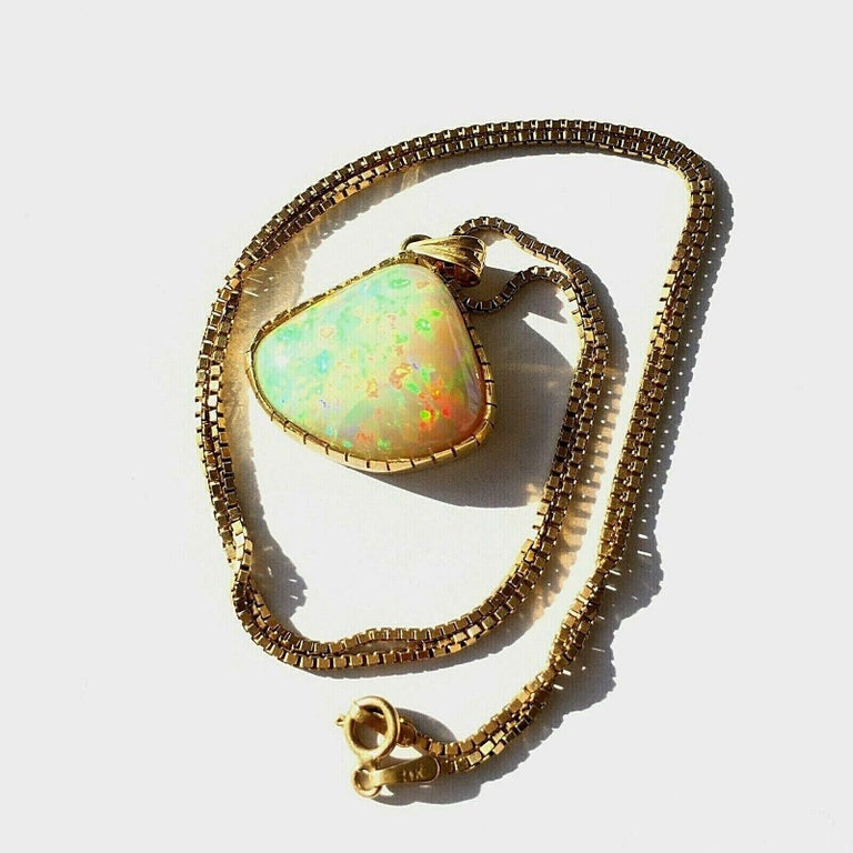 18 Karat Marked Natural Australian Lighting Ridge Opal 14K Box Chain ...
