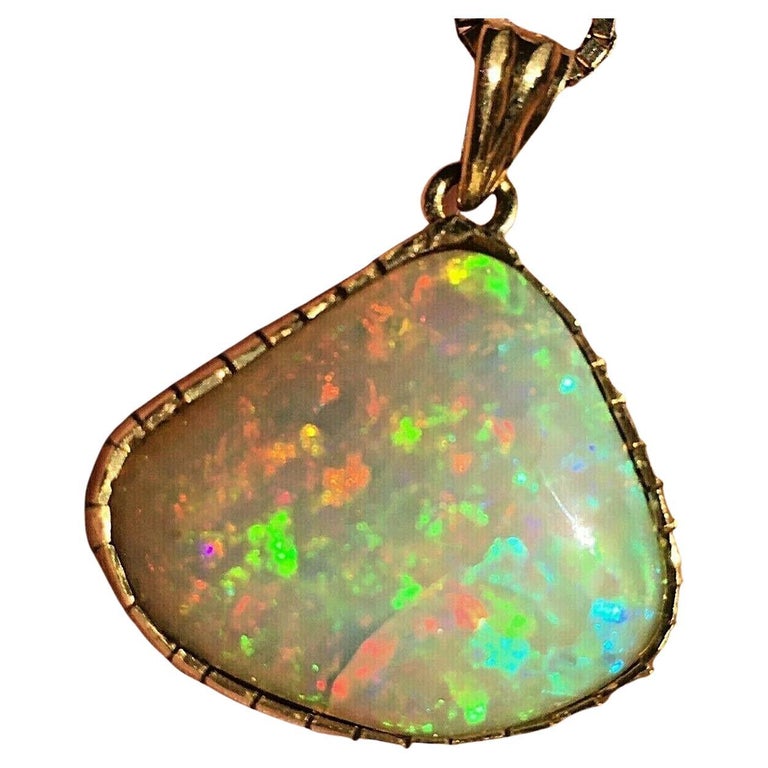 18 Karat Marked Natural Australian Lighting Ridge Opal 14K Box Chain ...