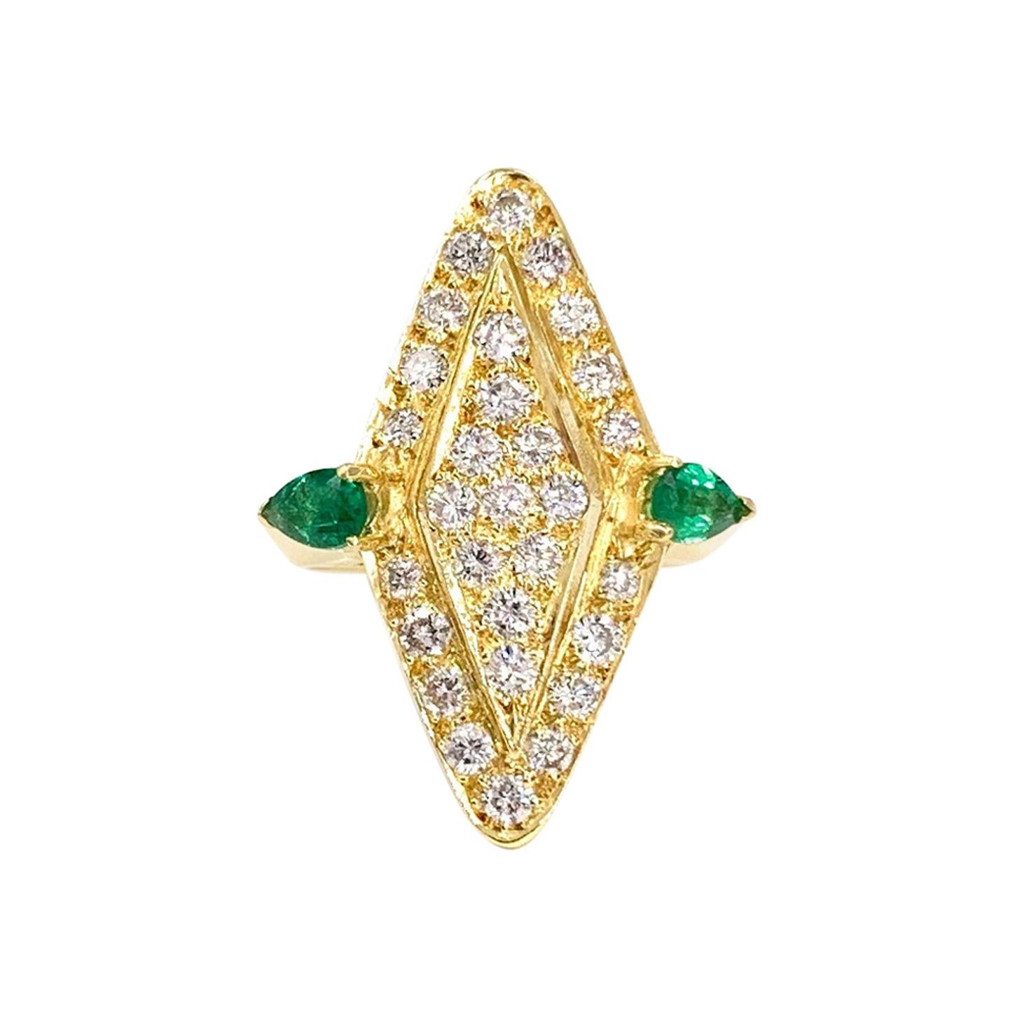 18 Karat Marquise Shape Pave Diamond Modern Ring For Sale at 1stDibs