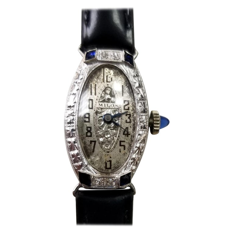 18 Karat "Milos" Art Deco Tank Watch Engraved at 1stDibs