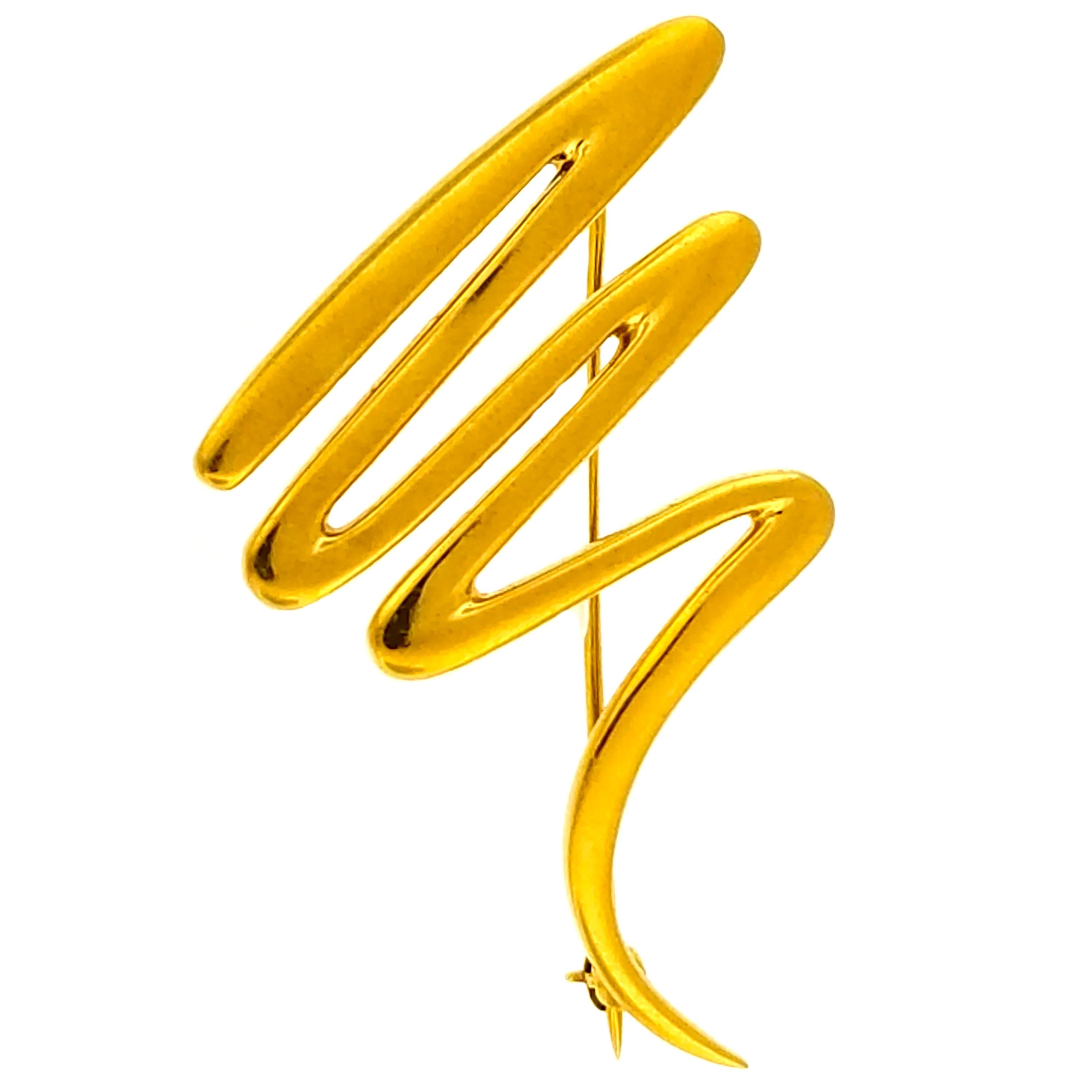 18 Karat Paloma Picasso Squiggle Pin by Tiffany and Co. at 1stDibs