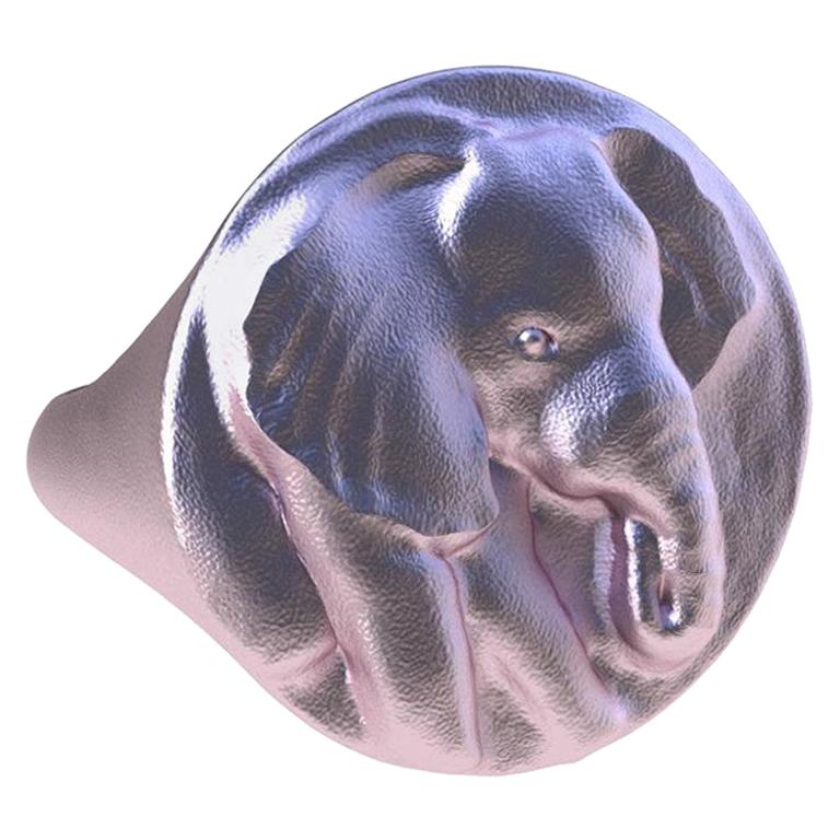 Customizable 18 Karat Pink Gold Vermeil Elephant Signet Ring For Sale ...