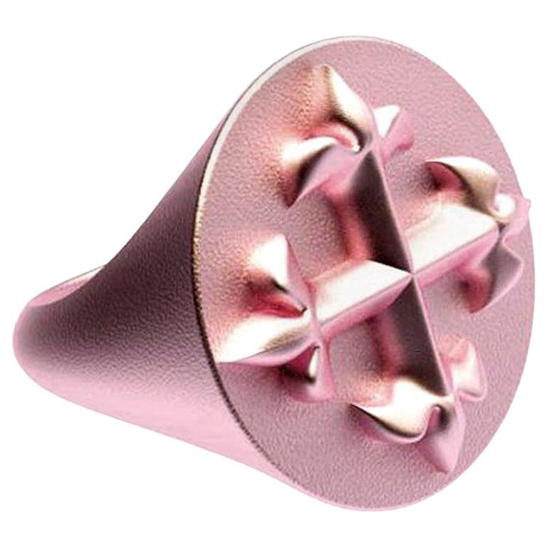 Customizable 18 Karat Pink Gold Vermeil West 46 Cross Signet Ring For ...