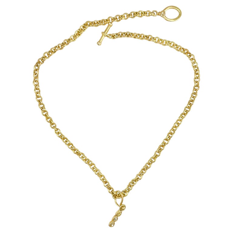 18 Karat Recycled Gold Link 18" Chain Necklace Vivid Yellow Diamond ...