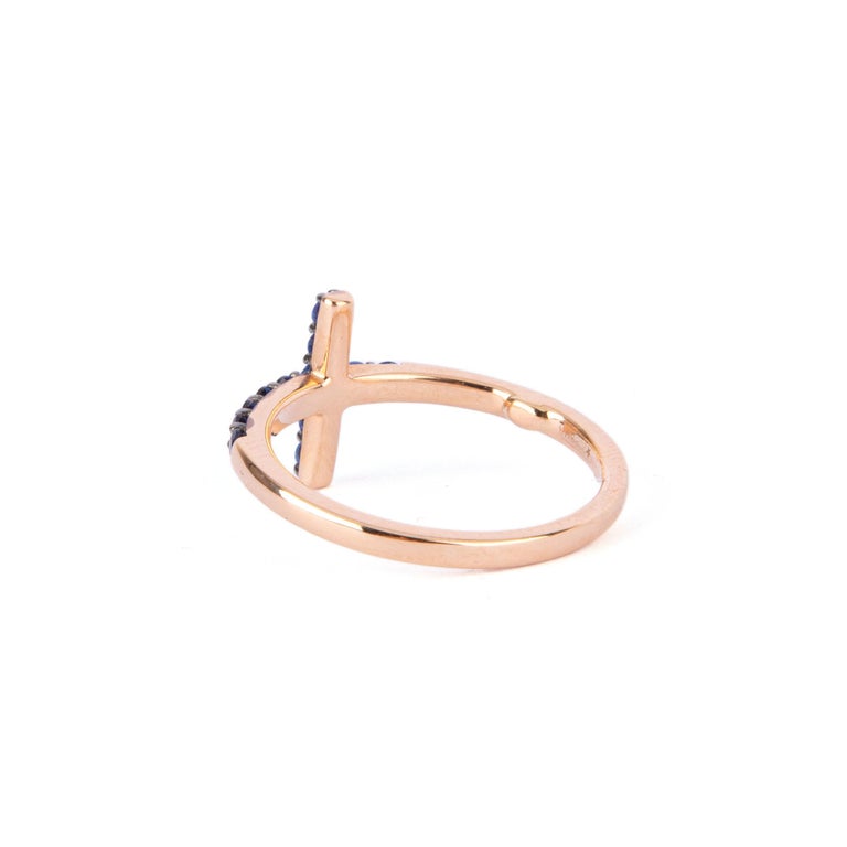 18 Karat Red Gold Cross Ring Feauture with Blu Sapphires For Sale at ...