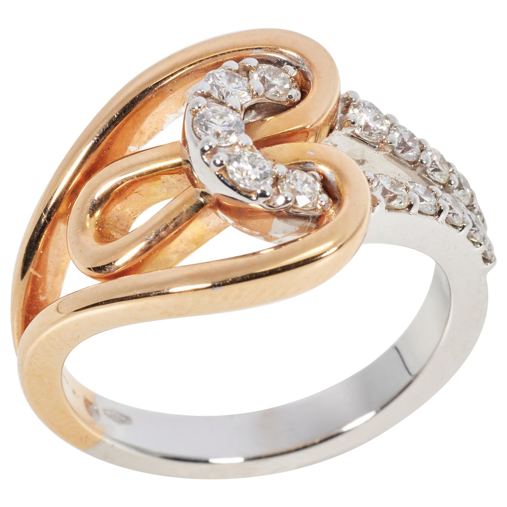 Oro Trend 18 Karat Rose and White Gold 0.22 Carat Diamond Ring at 1stDibs
