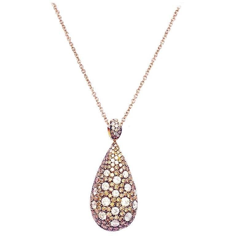 18 Karat Rose Gold 1.48 Carat White Diamonds 2.50 Carat Fancy Diamonds ...