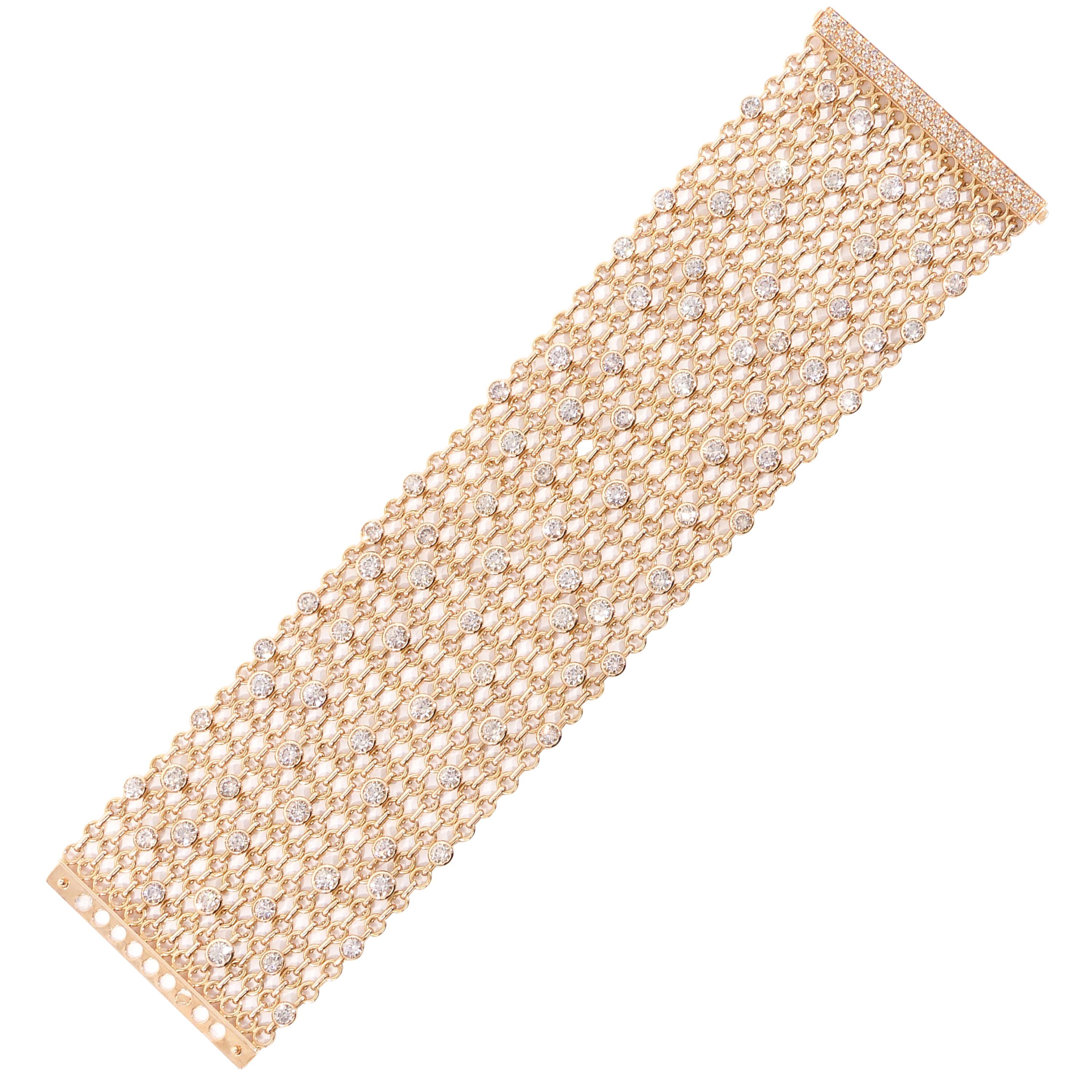 18 Karat Rose Gold 15.13 Carat Fancy Diamond Net Bracelet For Sale at ...