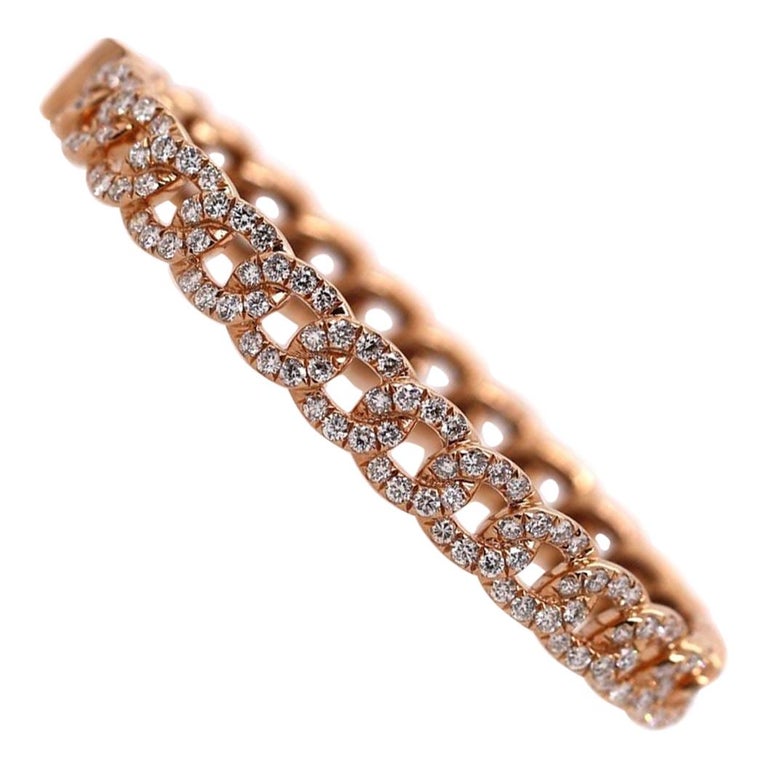 18 Karat Rose Gold 2.79 Carat Diamond Bracelet For Sale at 1stDibs