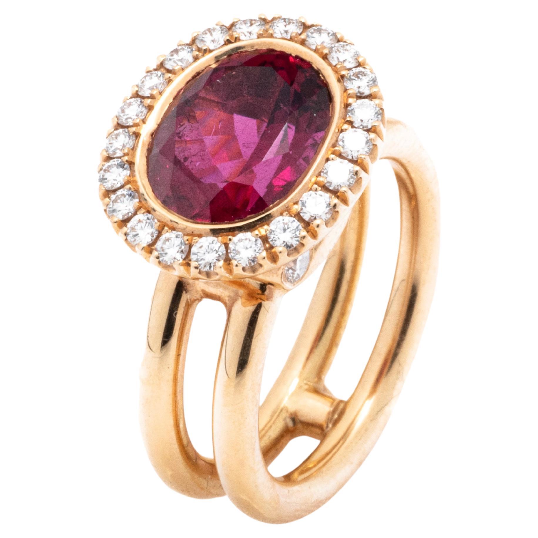 Jochen Leën 8.4 Carat Rubellite and Diamond Cocktail Ring For Sale at ...