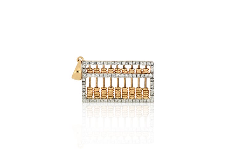 18 Karat Rose Gold Abacus Diamond Pendant with Necklace For Sale at 1stDibs