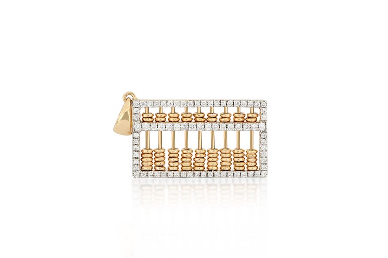 18 Karat Rose Gold Abacus Diamond Pendant with Necklace For Sale at 1stDibs