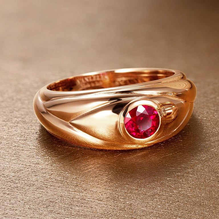 18 Karat Rose Gold and Ruby Stackable Ring For Sale at 1stDibs