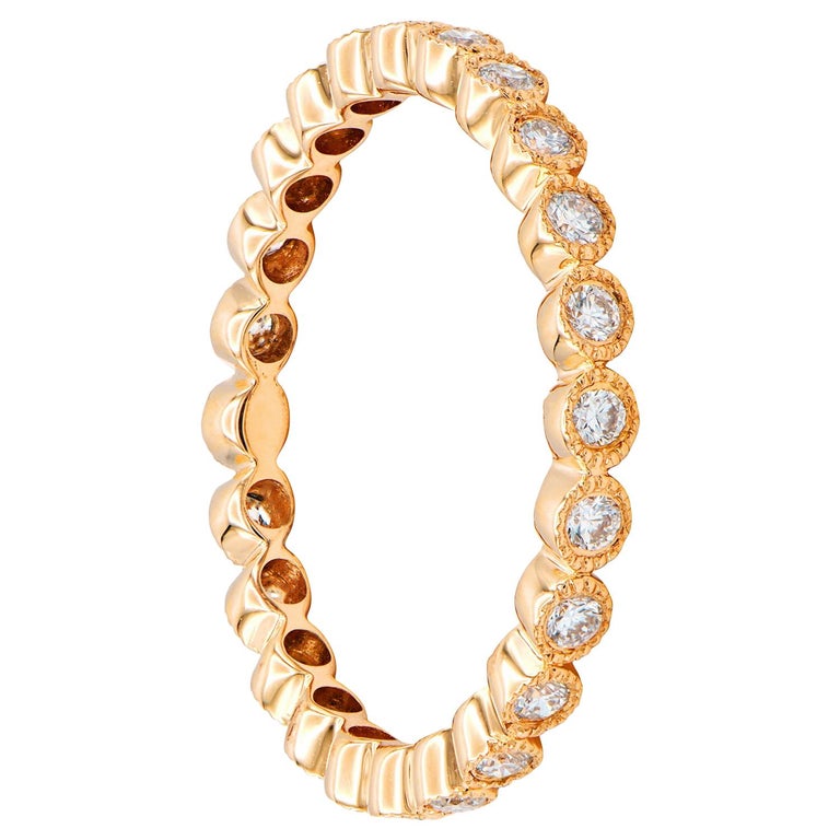 18 Karat Rose Gold Bezel Set Eternity Ring For Sale at 1stDibs