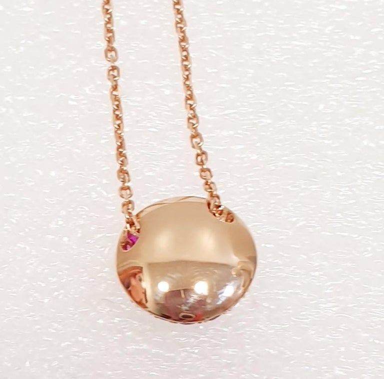 18 karat Rose Gold Chain with pavée of Ruby and Diamond Pendant For ...