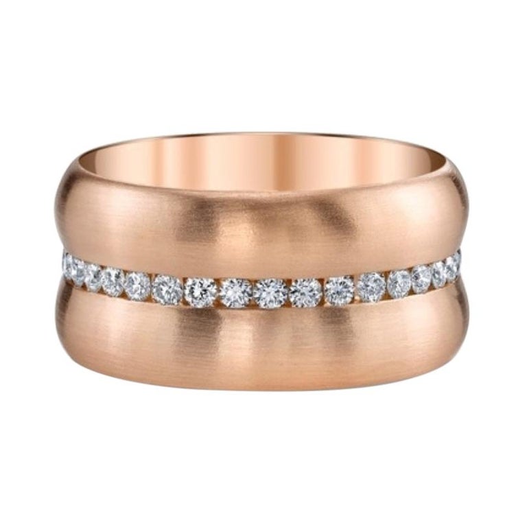 18 Karat Rose Gold Channel Set Eternity Wide Band For Sale at 1stDibs