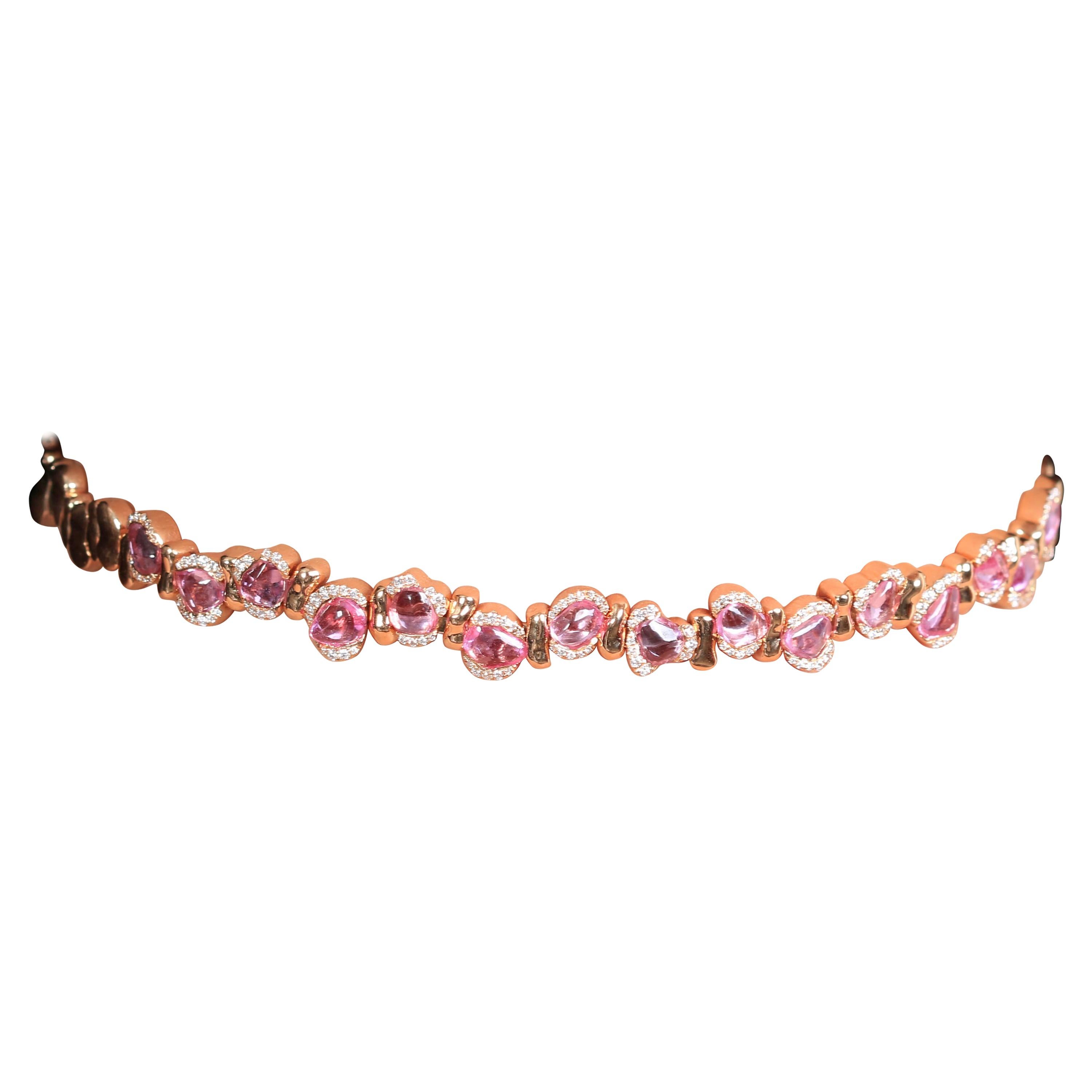 18 Karat Rose Gold Choker with Pink Sapphires at 1stDibs