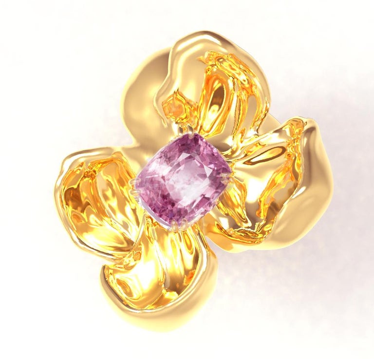 18 Karat Rose Gold Contemporary Magnolia Stud Earrings with Cushion ...