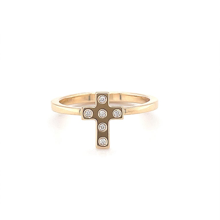 18 Karat Rose Gold Cross Diamond Fashion Ring For Sale at 1stDibs