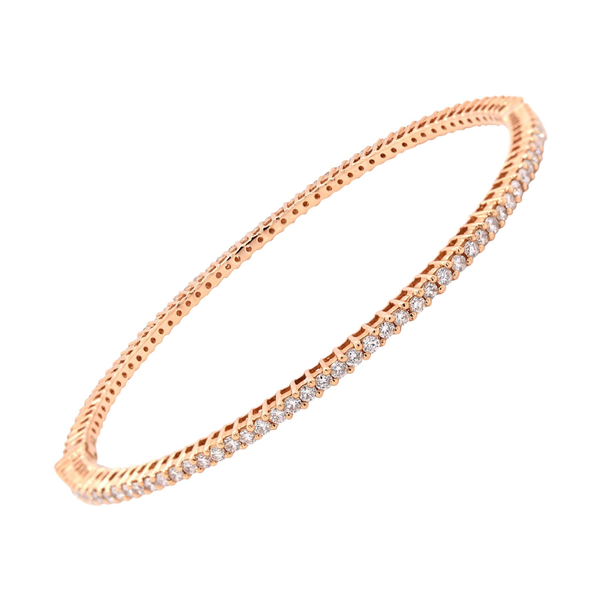 18 Karat Rose Gold Diamond Bangle Bracelet For Sale at 1stDibs