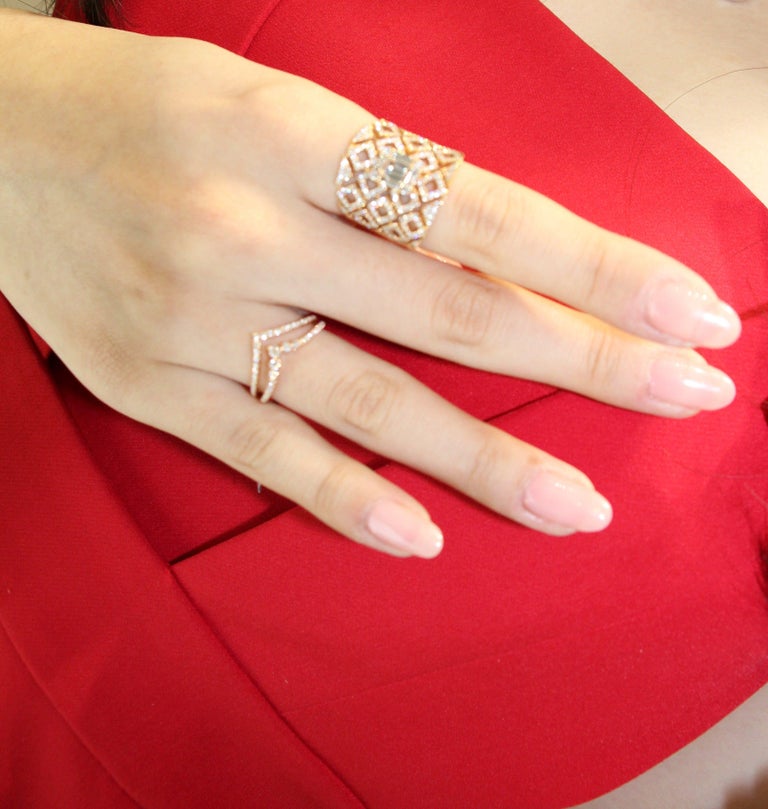 18 Karat Rose Gold Diamond Fashion Ring For Sale At 1stdibs