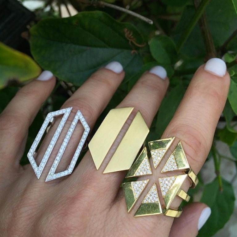 Diamond Armor Hexagon Ring 18K Rose Gold For Sale at 1stDibs | rose ...