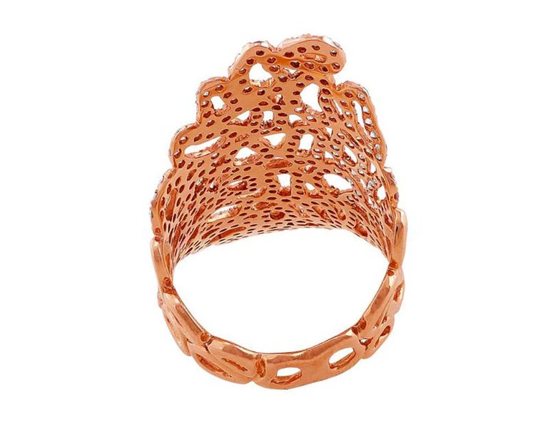 CJ Charles 18 Karat Rose Gold Diamond Lace Ring For Sale at 1stDibs