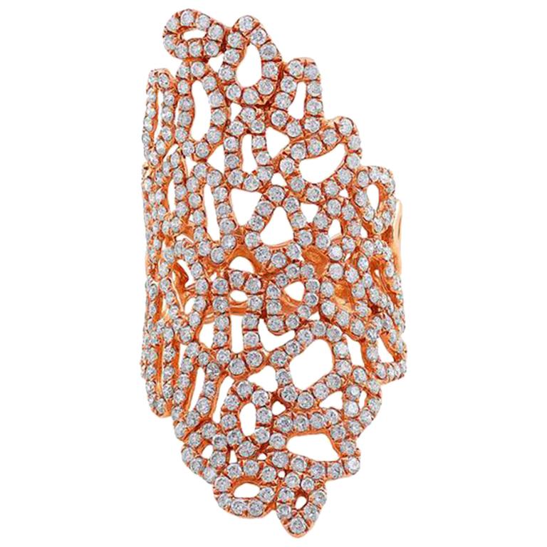 Modern Diamond Gold Lace Ring For Sale at 1stDibs