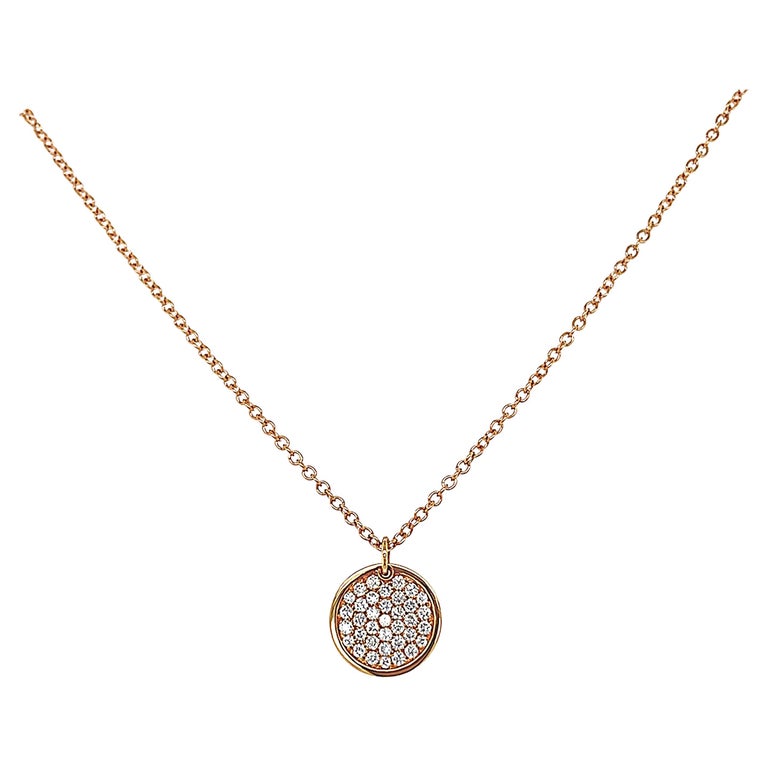 18 Karat Rose Gold Diamond Round Pendant For Sale at 1stDibs