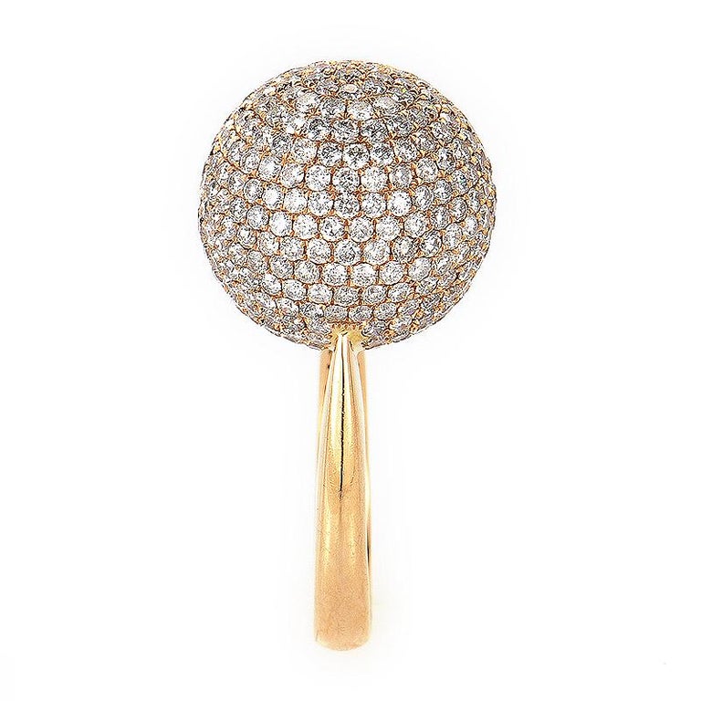 18 Karat Rose Gold Diamond Set Sphere Ring For Sale at 1stDibs