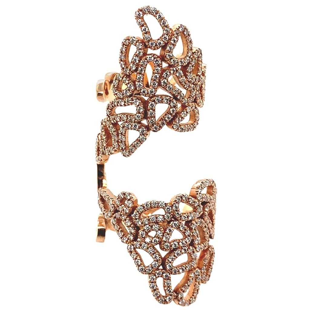 Hermes 18 Karat Rose Gold and Enamel Pavé Logo Ring at 1stDibs