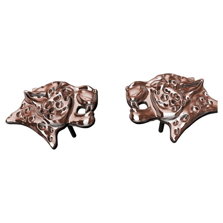 18 Karat Rose Gold Leopard Stud Earrings For Sale at 1stDibs
