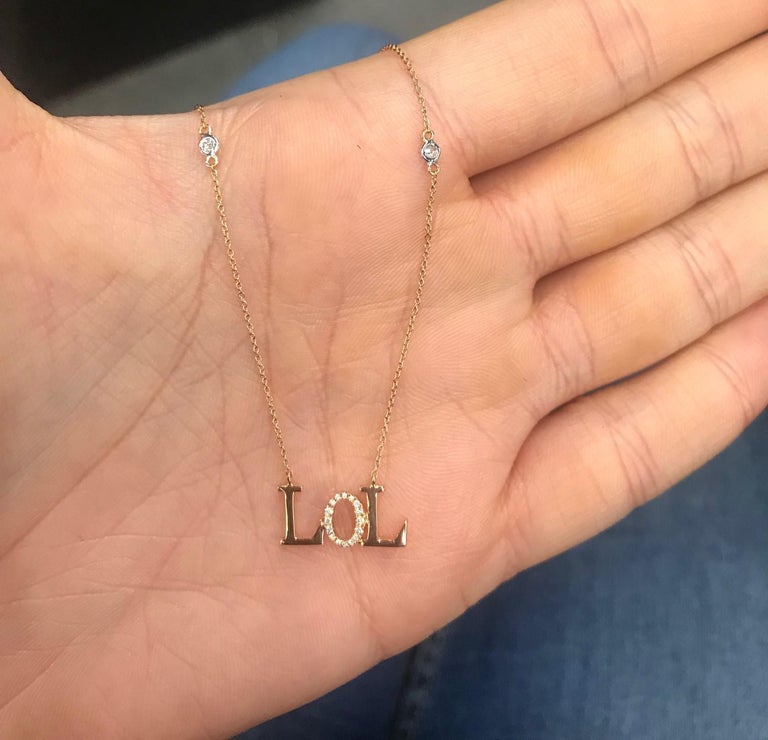 18 Karat Rose Gold LOL Necklace For Sale at 1stDibs