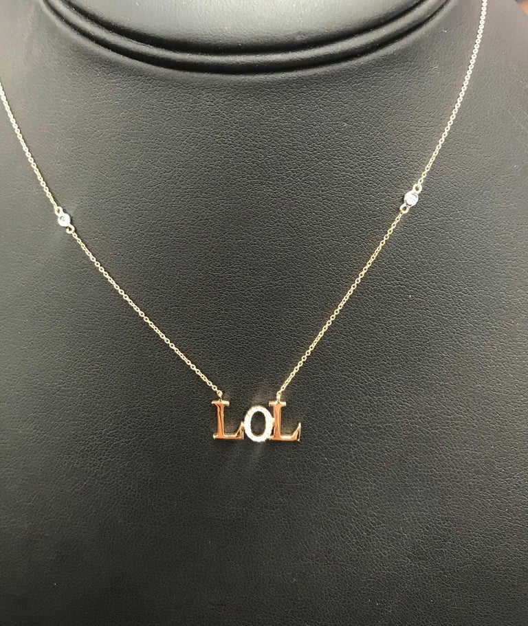 18 Karat Rose Gold LOL Necklace For Sale at 1stDibs