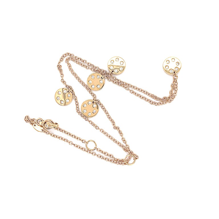 18 Karat Rose Gold Multi Charm Diamond Necklace For Sale at 1stDibs