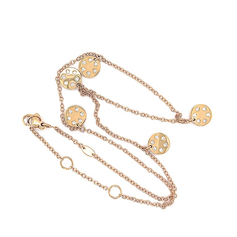 18 Karat Rose Gold Multi Charm Diamond Necklace For Sale at 1stDibs