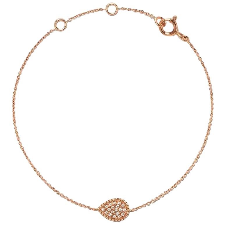 18 Karat Rose Gold Leather Wrap Confetti Pave Code Bracelet For Sale at ...