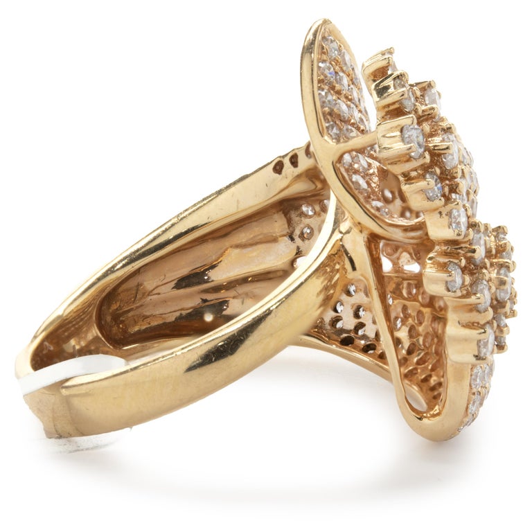 18 Karat Rose Gold Pave Diamond Wave Ring For Sale at 1stDibs