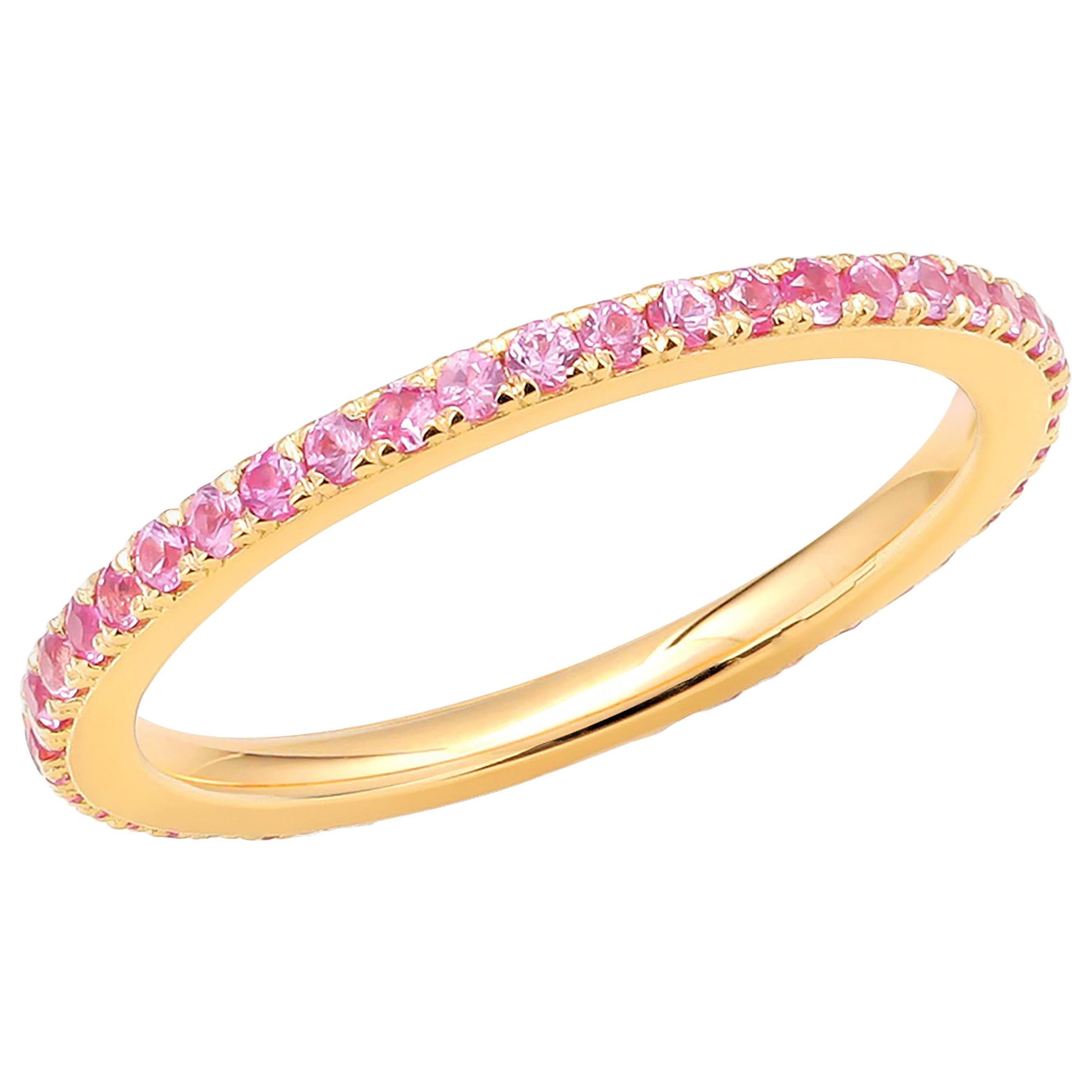 Jona Pink Sapphire Pavé 18 Karat Rose Gold Eternity Band Ring For Sale ...