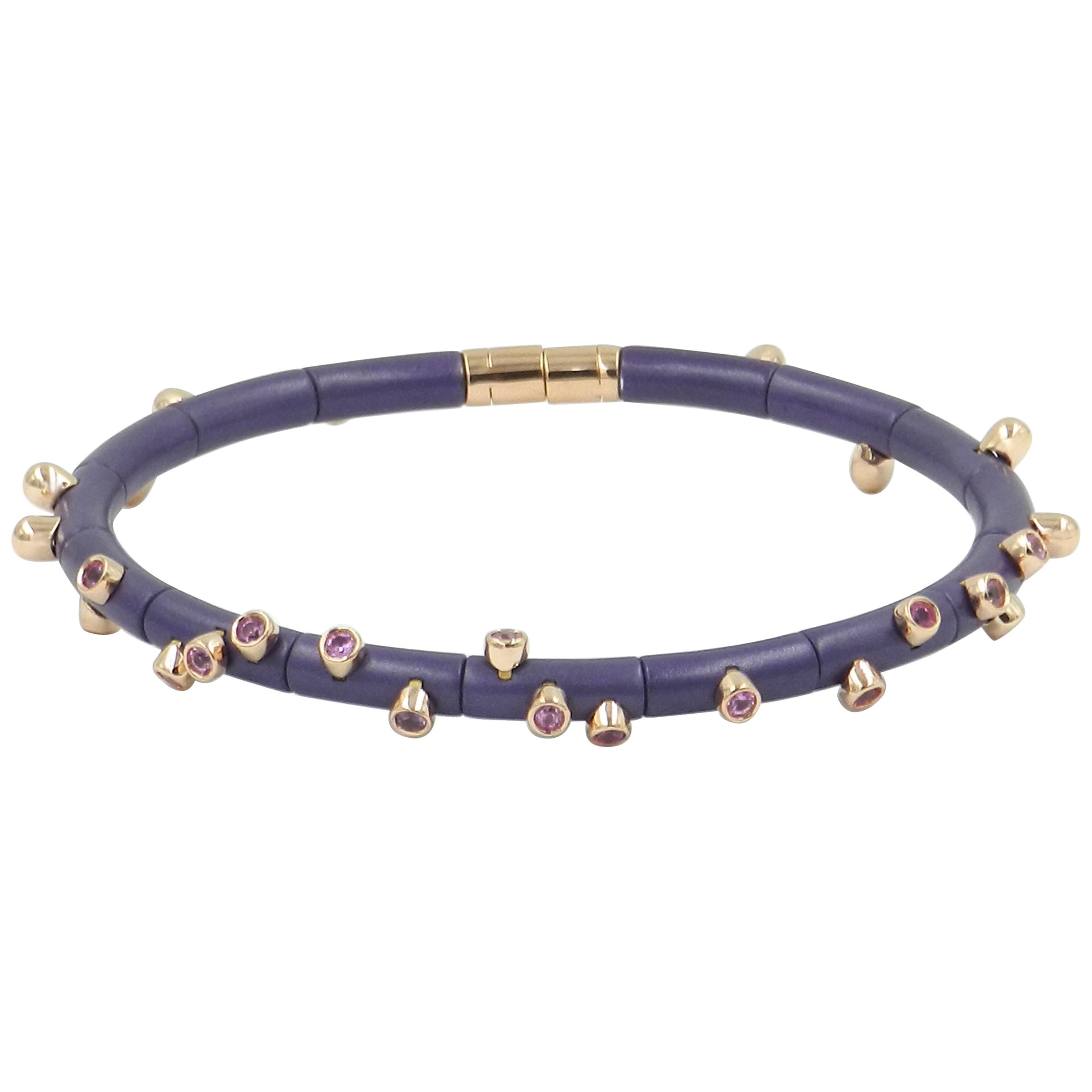 18 Karat Rose Gold Bracelet with Pink Sapphires For Sale at 1stDibs