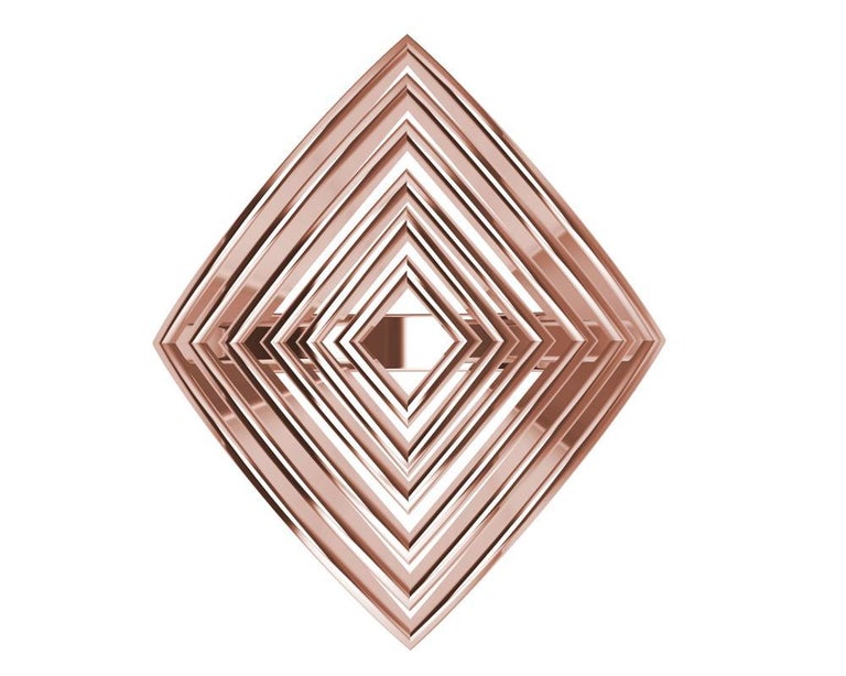 Customizable 18 Karat Rose Gold Rhombus Row Ring For Sale at 1stDibs