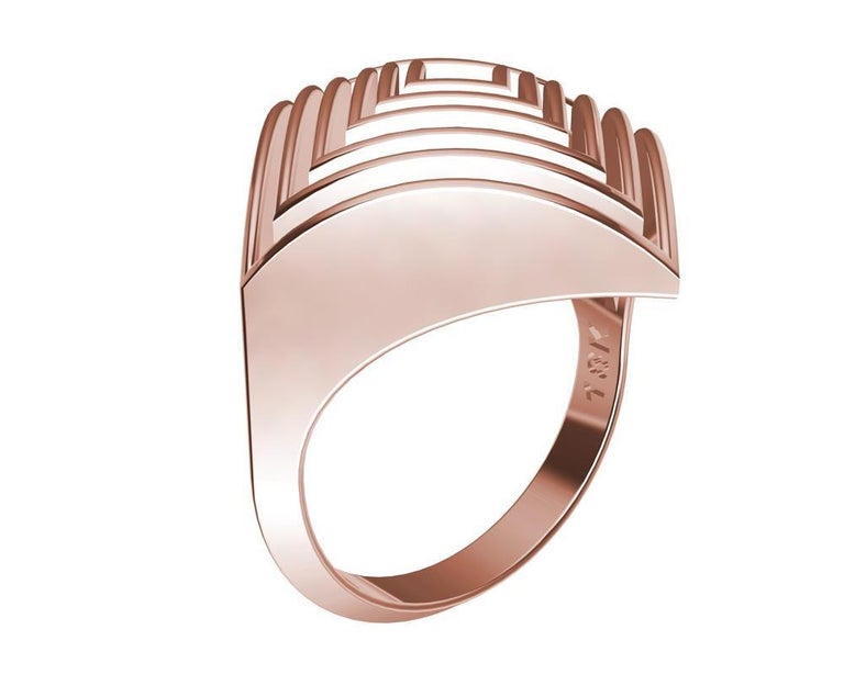 Customizable 18 Karat Rose Gold Rhombus Row Ring For Sale at 1stDibs